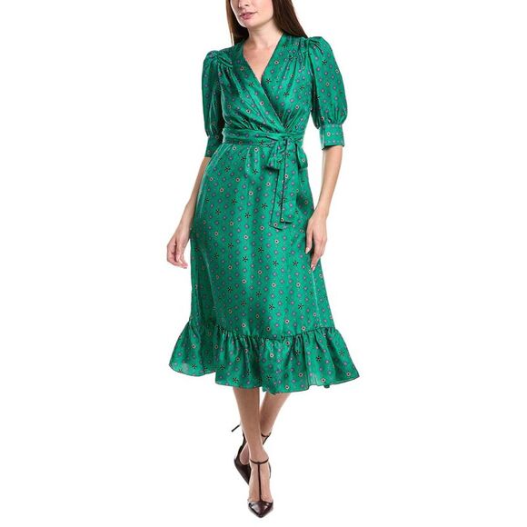 Sandro | Dresses | Sandro Womens Silk Wrap Dress Green | Poshmark